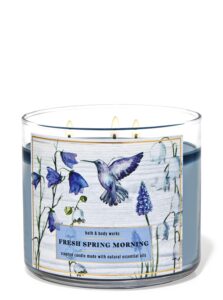 bath and body works, white barn fresh spring morning 3-wick candle w/essential oils - 14.5 oz - 2021 core scents! (fresh spring morning)