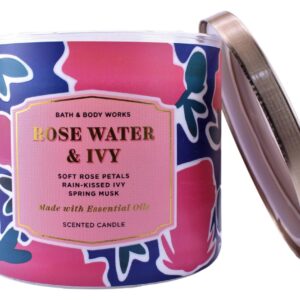 White Barn Bath and Body Works Rosewater & Ivy 3 Wick Candle 14.5 oz