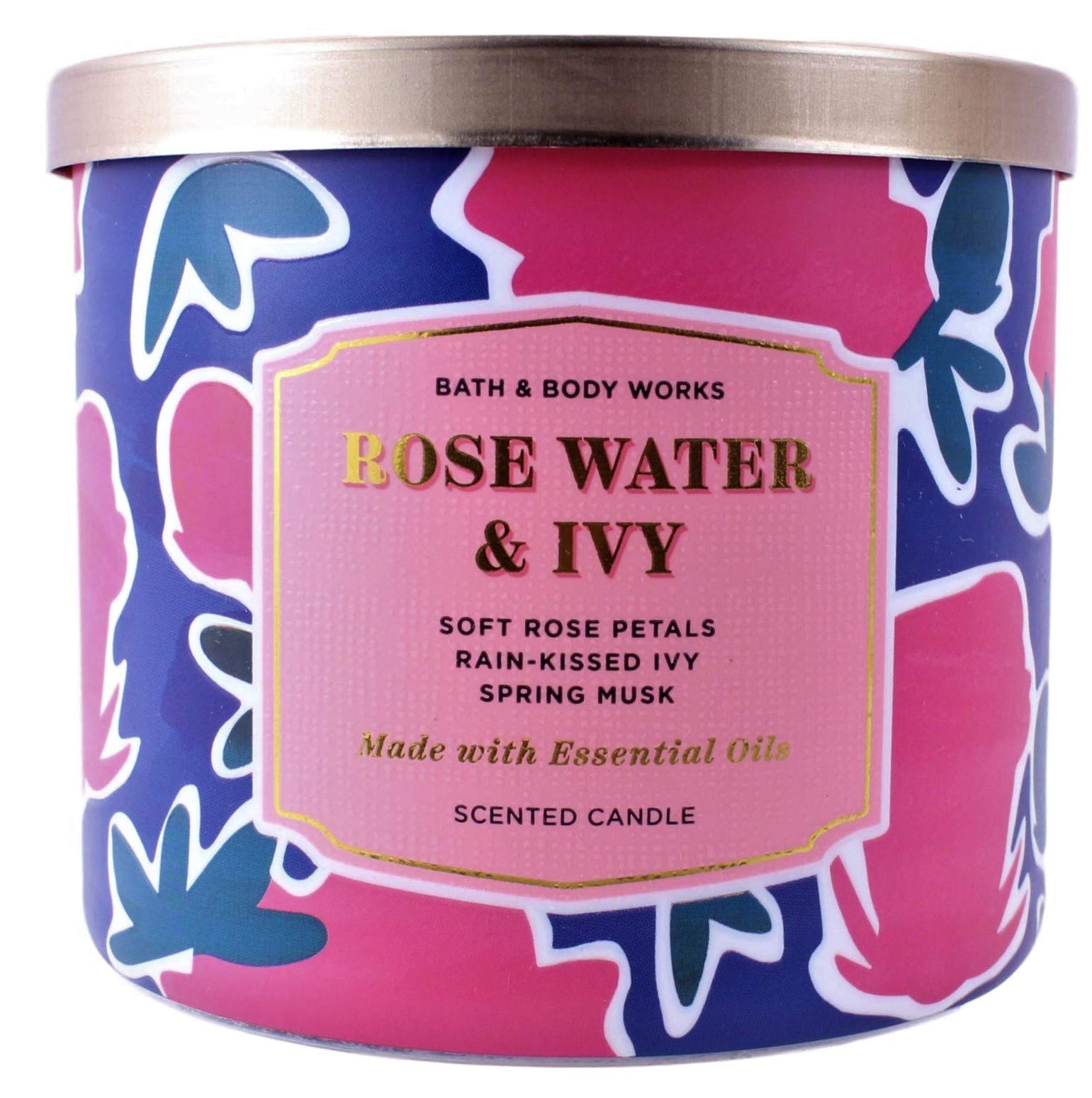 White Barn Bath and Body Works Rosewater & Ivy 3 Wick Candle 14.5 oz