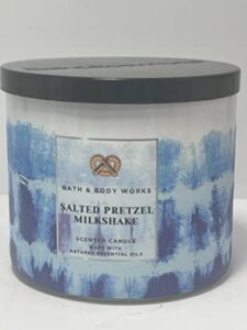 bath & body works, white barn 3-wick candle w/essential oils - 14.5 oz - 2021 summer scents! (salted pretzel milkshake)