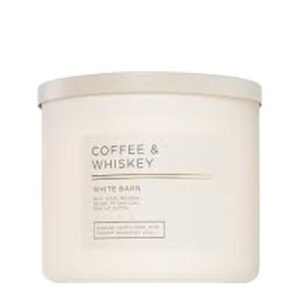 white barn-bath & body works- coffee and whiskey candle 3 wick edt 14.5 oz burns 25-45 hours