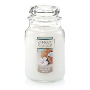 yankee candle coconut beach scented, classic 22oz large jar single wick candle, over 110 hours of burn time, ideal for gift-giving, special occasions