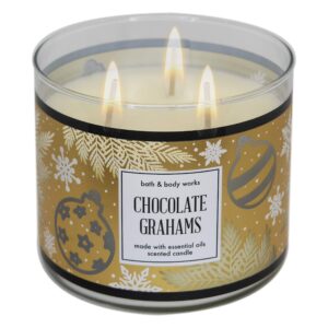 white barn bath & body works 3-wick candle w/essential oils - 14.5 oz - many scents! (chocolate grahams)