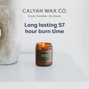 Calyan Wax Soy Wax Candle, Apples & Maple Bourbon Scented Candle for The Home | Premium Candle with Essential Oils | 7.2 oz 57 Hour Burn | Soy Candle in Amber Glass Jar | Aromatherapy, Gift