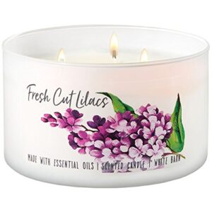 bath and body works white barn 3 wick low profile scented candle fresh cut lilacs 14.5 ounce with essential oils