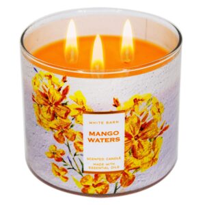 white barn bath and body works mango waters 3 wick candle 14.5 ounce white label