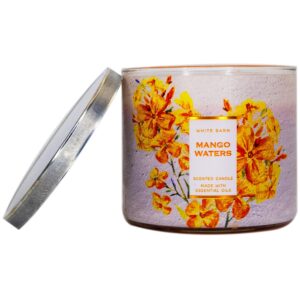 White Barn Bath and Body Works Mango Waters 3 Wick Candle 14.5 Ounce White Label