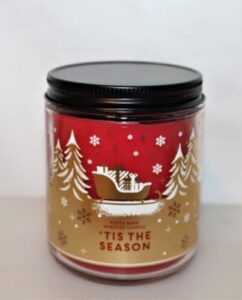 bath & body works, white barn 1-wick candle w/essential oils - 7 oz - 2021 christmas & winter scents! (`tis the season)