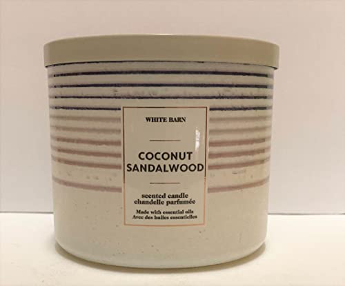 Bath and Body Works, White Barn 3-Wick Candle w/Essential Oils - 14.5 oz - 2021 Fresh Spring Scents! (Coconut Sandalwood)