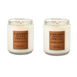 bath and body works 2 pack cinnamon spiced vanilla single wick candle. 7 oz.