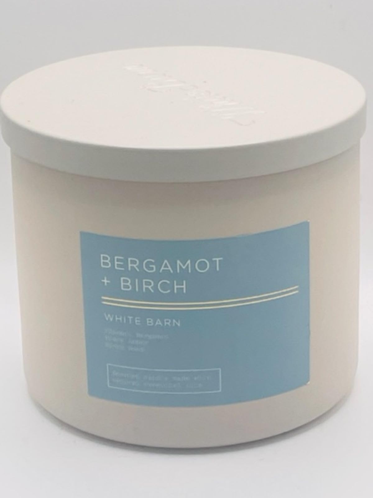 Bergamot + Birch 3 Wick Candle 14.5 Ounce White Barn