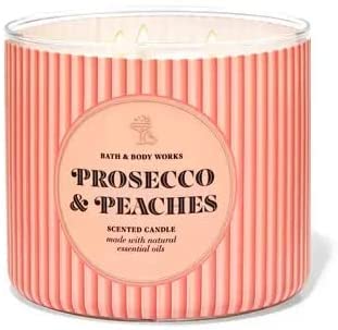 Bath & Body Works, White Barn 3-Wick Candle w/Essential Oils - 14.5 oz - 2022 Spring Scents! (Prosecco Peaches)