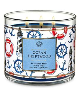 white barn bath & body works ocean driftwood 3 wick scented candle 14.5 oz