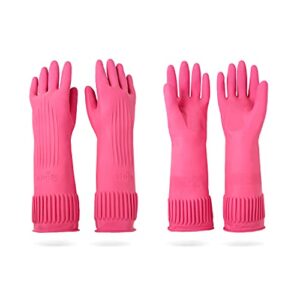 dabogosa mamison 2 pairs reusable waterproof household dishwashing cleaning rubber gloves, non-slip kitchen glove(medium)