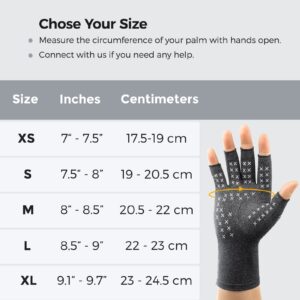 FREETOO Arthritis Gloves for Women for Pain, Strengthen Compression Gloves Grey-Black