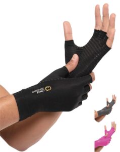 copper compression arthritis gloves | fingerless arthritis carpal tunnel pain relief gloves for men & women | hand support wrist brace for rheumatoid, tendonitis, swelling, crocheting, typing (m)