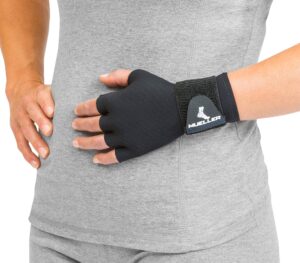 mueller sports medicine arthritis compression glove, hand and wrist support, fits right or left hand, for men and women, black, l/xl, large-x-large