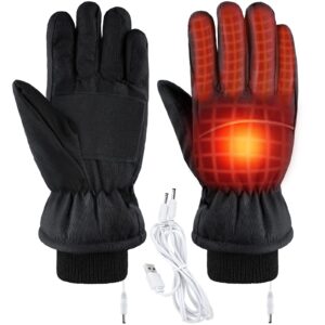 newcotte usb heated gloves electric winter gloves for kids and baby snow ski gloves waterproof warm gloves boys cold weather gloves (black, 7-10 years)