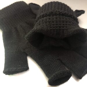 2 Pair Half Finger Gloves Winter Knit Touchscreen Warm Stretchy Mittens Fingerless Gloves in Common Size for Men and Women,black