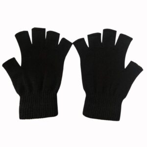 2 Pair Half Finger Gloves Winter Knit Touchscreen Warm Stretchy Mittens Fingerless Gloves in Common Size for Men and Women,black