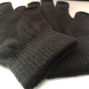 2 Pair Half Finger Gloves Winter Knit Touchscreen Warm Stretchy Mittens Fingerless Gloves in Common Size for Men and Women,black