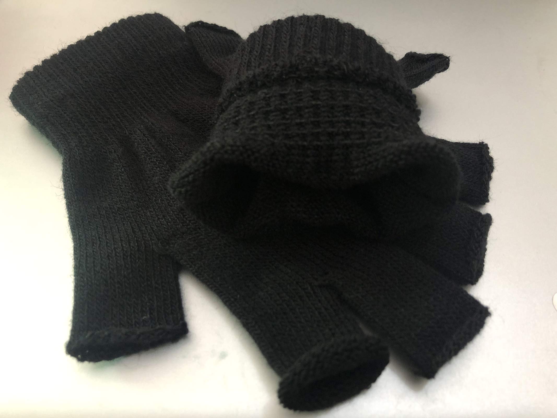 2 Pair Half Finger Gloves Winter Knit Touchscreen Warm Stretchy Mittens Fingerless Gloves in Common Size for Men and Women,black