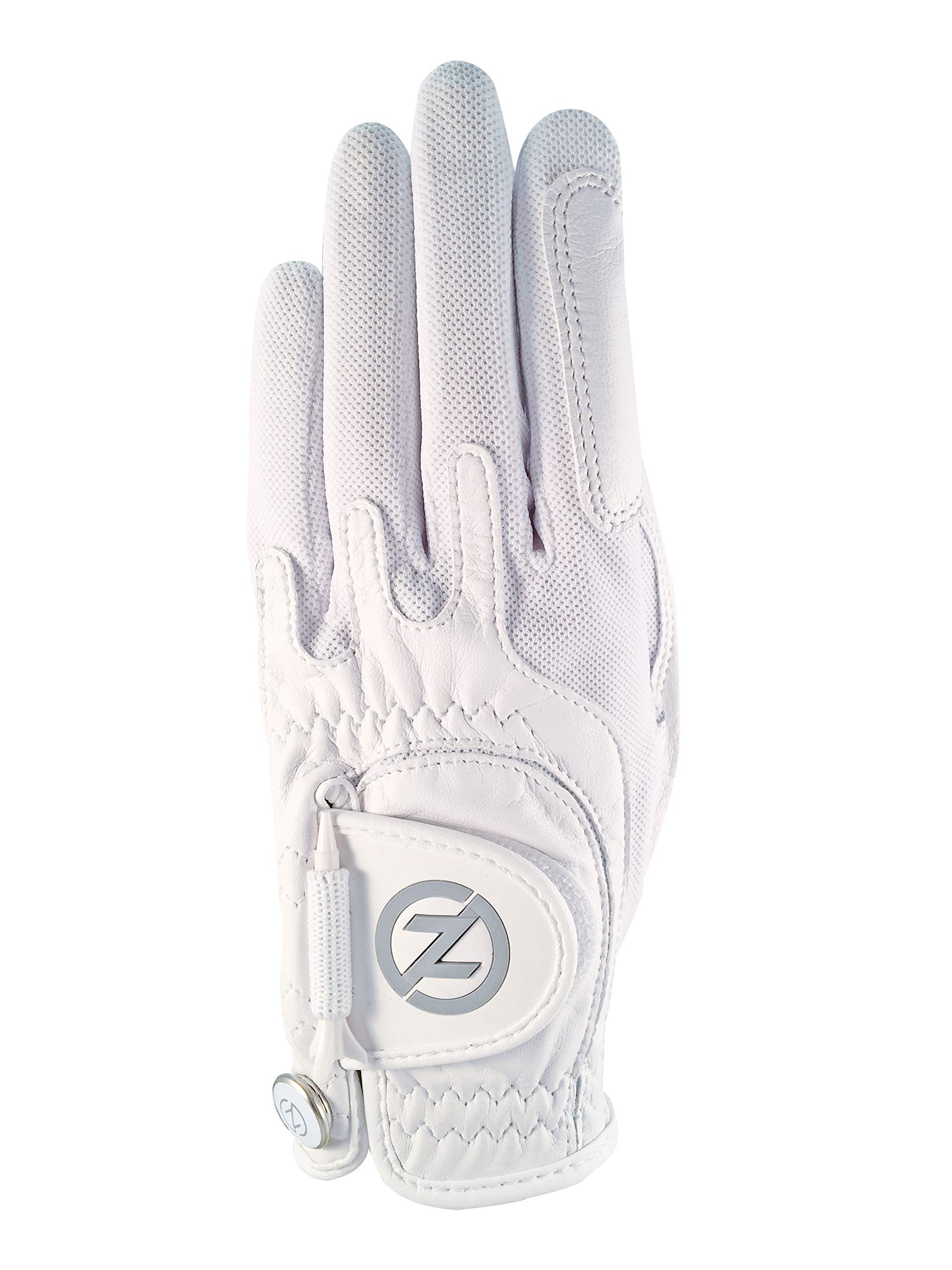 Zero Friction Ladies Cabretta Elite Golf Glove, Left Hand, White, One Size