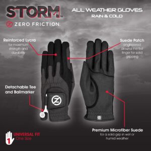 Zero Friction Women's Storm All Weather Golf Gloves, One Size, Black, Pair