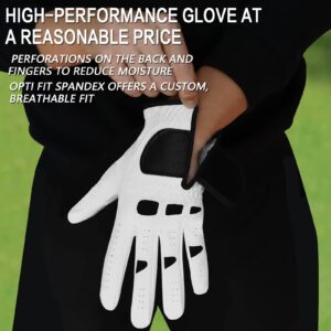 FINGER TEN Men’s Golf Glove Left Hand Right with Ball Marker Value 2 Pack, Weathersof Grip Soft Comfortable, Fit Size Small Medium ML Large XL (Large, Worn on Left Hand)