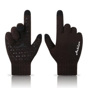 achiou winter gloves for men women, touch screen texting warm gloves with thermal soft knit lining,elastic cuff