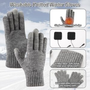 USB Heated Gloves, BicycleStore Warm Winter Heated Gloves with 3 Adjustable Temperature Electric Touchscreen Gloves Hand Warmers Work Gloves Unisex Washable Knitting Glove for Men Women Indoor Outdoor