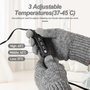 USB Heated Gloves, BicycleStore Warm Winter Heated Gloves with 3 Adjustable Temperature Electric Touchscreen Gloves Hand Warmers Work Gloves Unisex Washable Knitting Glove for Men Women Indoor Outdoor