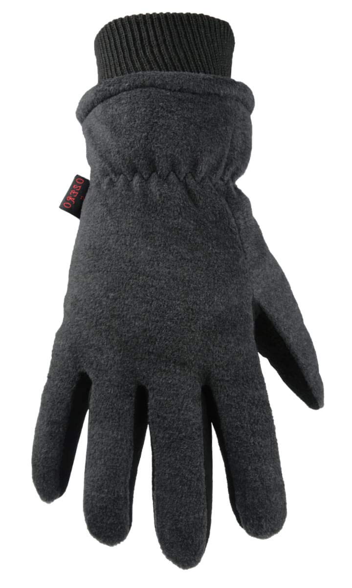 OZERO Warm Gloves Deerskin Leather Winter Thermal Glove Insulated Polar Fleece for Snow Skiing Driving Cycling Hiking Runing Hand Warmer in Cold Weather for Women and Men Small Gray