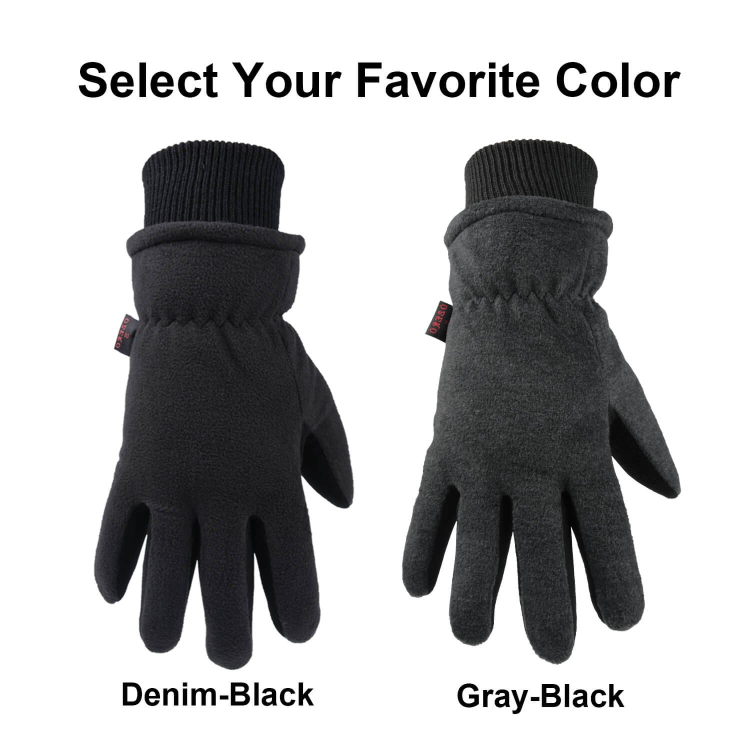 OZERO Warm Gloves Deerskin Leather Winter Thermal Glove Insulated Polar Fleece for Snow Skiing Driving Cycling Hiking Runing Hand Warmer in Cold Weather for Women and Men Small Gray