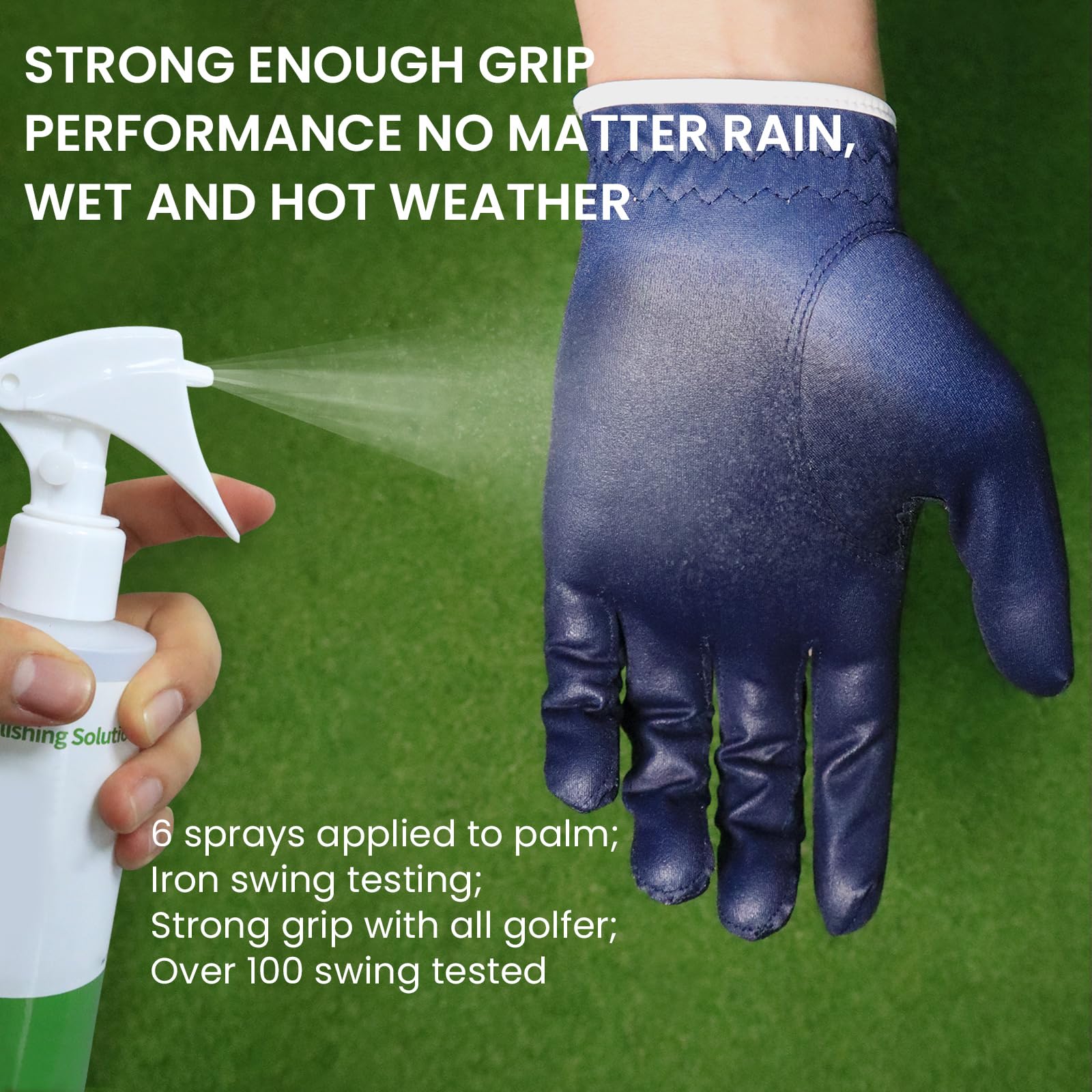 FINGER TEN Golf Gloves Men Left Hand Rain Grip Glove for Right Handed Golfer Value 3 Pack, All Weather Durable Grip Size Small Medium Large XL White Black Blue (Navy, Medium/Large, Left)