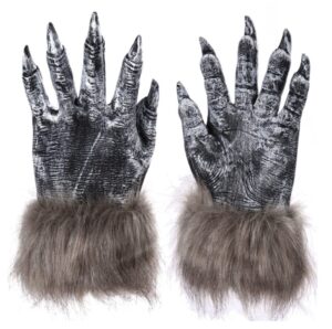 topoq wolf claws gloves halloween werewolf gloves animal costume gloves hairy hand gloves halloween christmas costume party gloves fancy dress