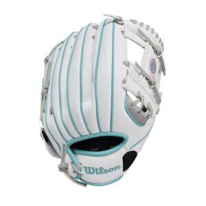 Wilson 2024 A200™ EZ Catch™ 10” T-Ball Glove - Left Hand Throw, Silver/White/Teal