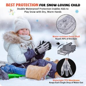 Hikenture Kids Snow Gloves, 3M Thinsulate Warm Kids Ski Gloves, Toddler Snow Gloves for Boys&Girls, Waterproof Winter Gloves