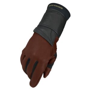 heritage performance gloves, pro 8.0 bull riding glove (right hand only), size 9, saddle brown