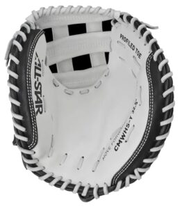 all star womens heiress 34" fastpitch softball catchers mitt 1 piece white/black 34 right hand