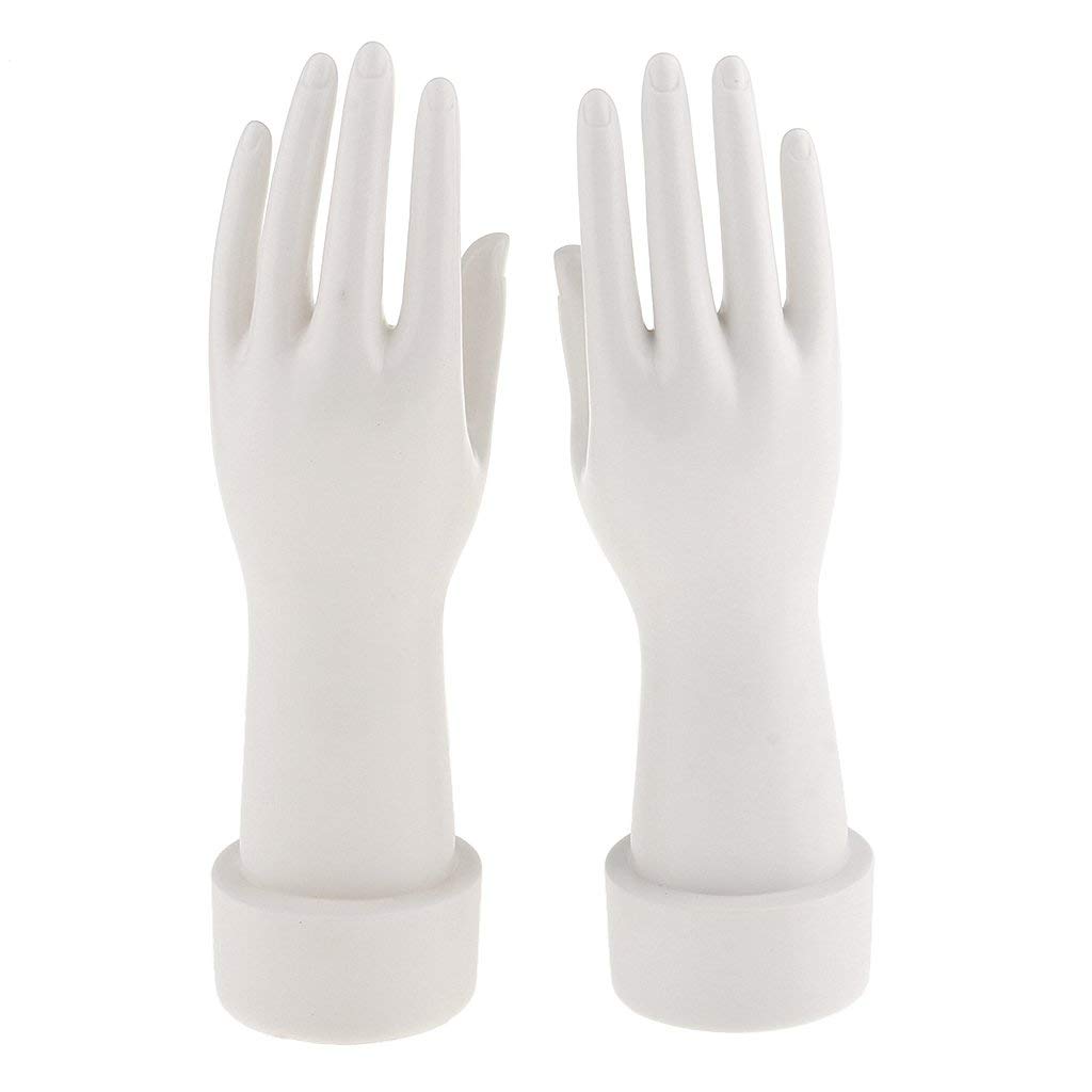 Taotenish Pair of Mannequin Hand Display Stands Female Jewelry Bracelet Gloves Ring Necklace Display Organizer - White