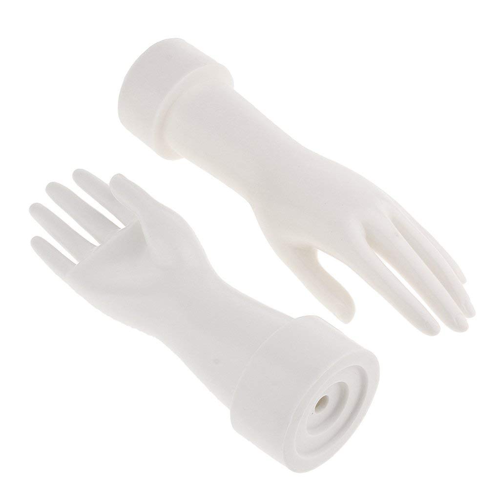 Taotenish Pair of Mannequin Hand Display Stands Female Jewelry Bracelet Gloves Ring Necklace Display Organizer - White