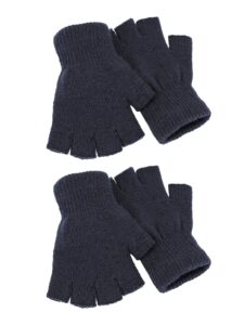 satinior 2 pair unisex half finger gloves winter stretchy knit fingerless gloves in common size