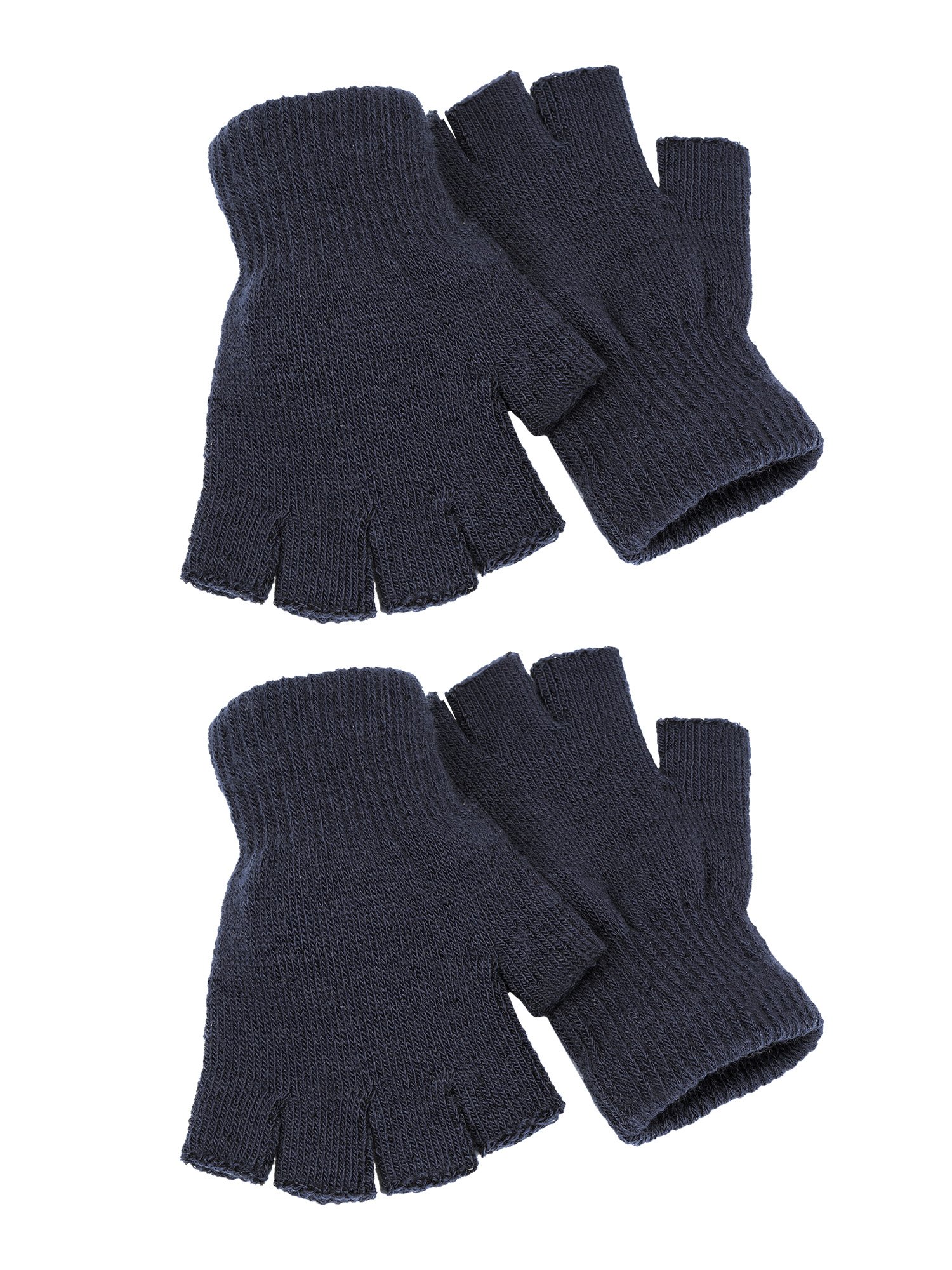 SATINIOR 2 Pair Unisex Half Finger Gloves Winter Stretchy Knit Fingerless Gloves in Common Size