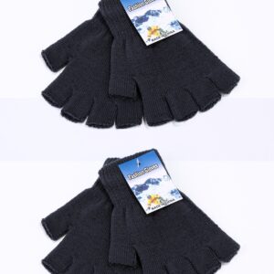 SATINIOR 2 Pair Unisex Half Finger Gloves Winter Stretchy Knit Fingerless Gloves in Common Size