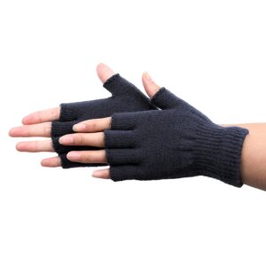 SATINIOR 2 Pair Unisex Half Finger Gloves Winter Stretchy Knit Fingerless Gloves in Common Size