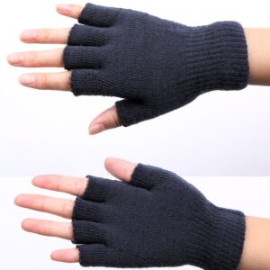 SATINIOR 2 Pair Unisex Half Finger Gloves Winter Stretchy Knit Fingerless Gloves in Common Size