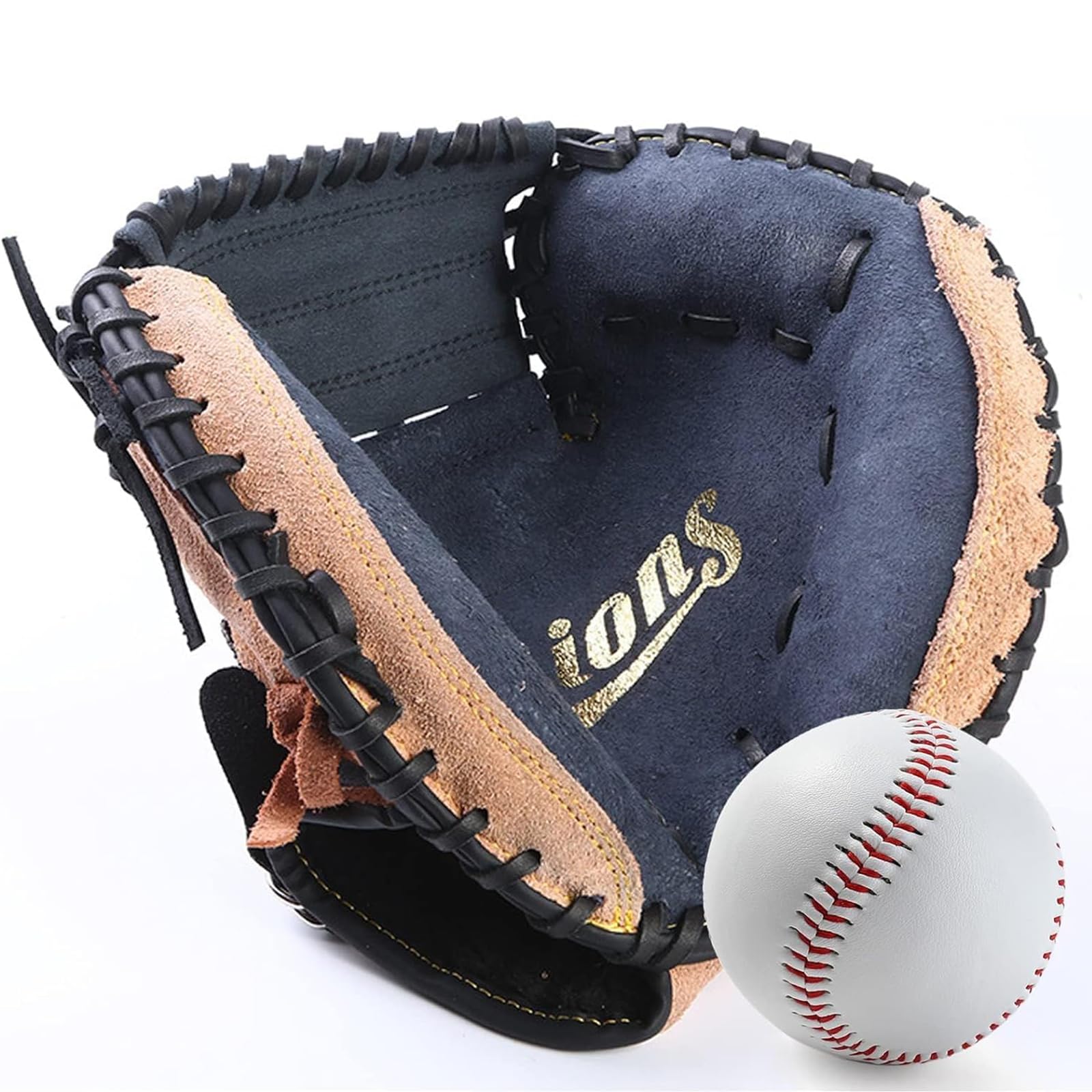 Baseball Catcher Glove,Baseball and Softball Catcher's Mitt for Kids Youth Adults,Cowhide Catcher's Glove - Left Hand Glove (Brown)