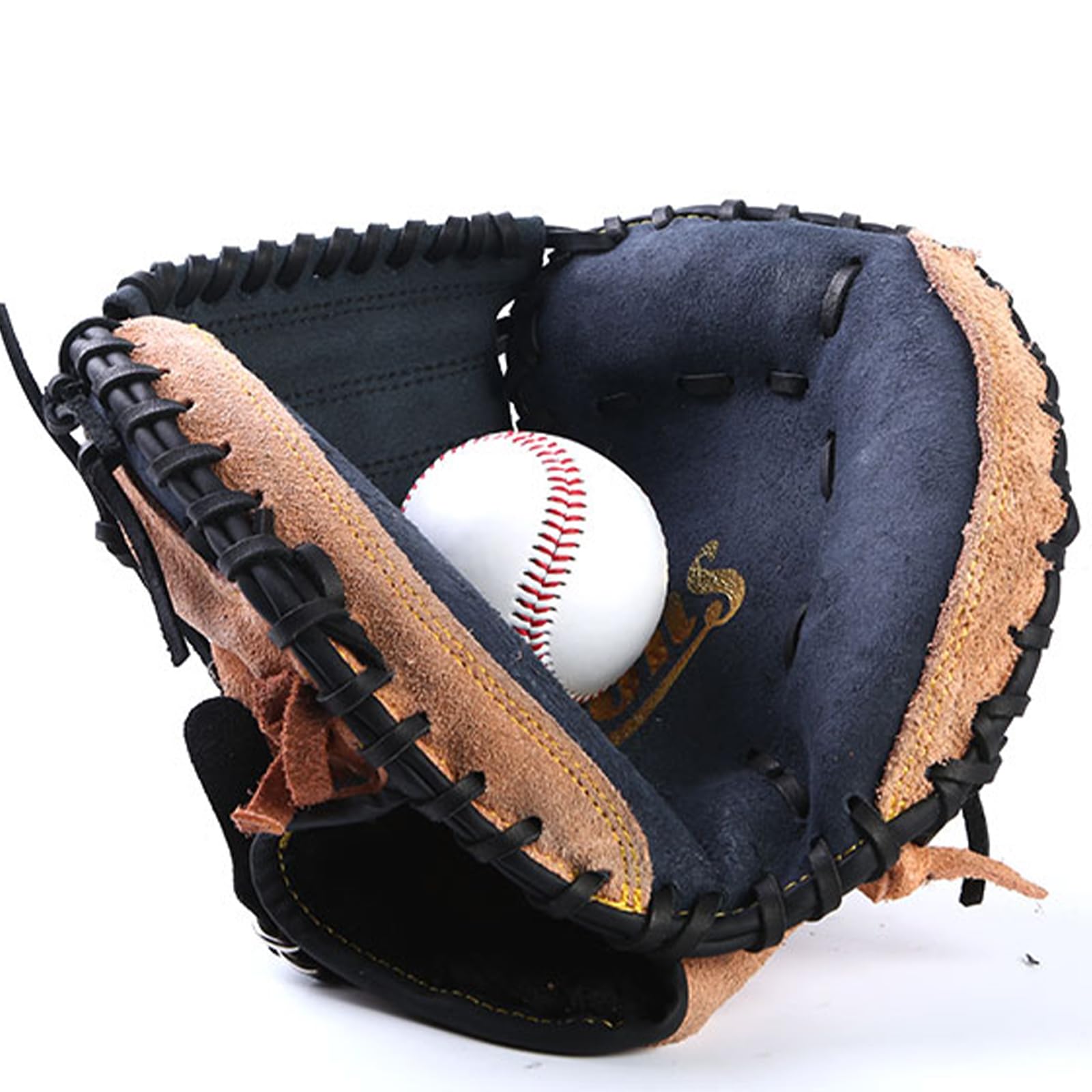 Baseball Catcher Glove,Baseball and Softball Catcher's Mitt for Kids Youth Adults,Cowhide Catcher's Glove - Left Hand Glove (Brown)