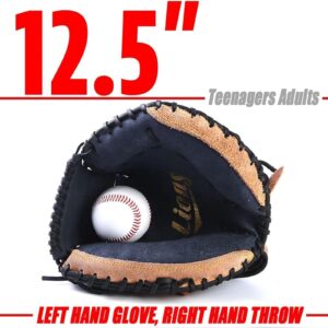 Baseball Catcher Glove,Baseball and Softball Catcher's Mitt for Kids Youth Adults,Cowhide Catcher's Glove - Left Hand Glove (Brown)